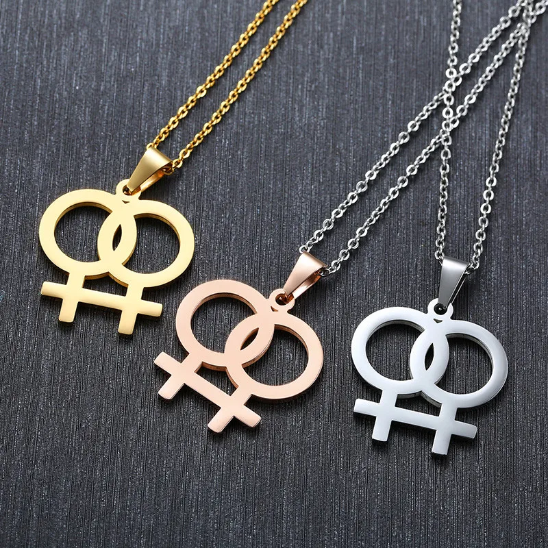 ZORCVENS Venus Symbol Charme Weibliche Lesben LGBT Halskette Frauen Anhänger LES Gold Silber ...