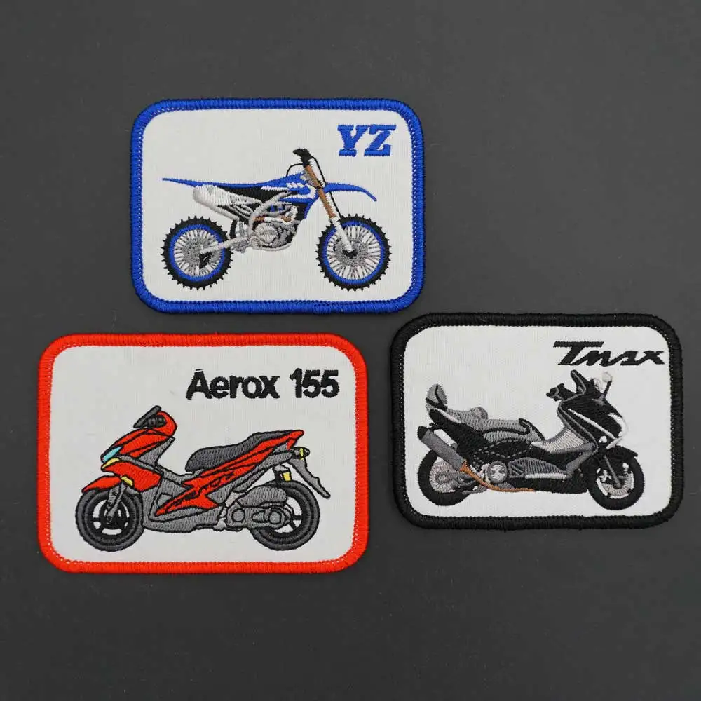 Aerox-155-YZ-Motorcycle-Racing-Embroidered-Punk-Patches-Merrow-Border-Hook-Loop-Back-Badge-for ...