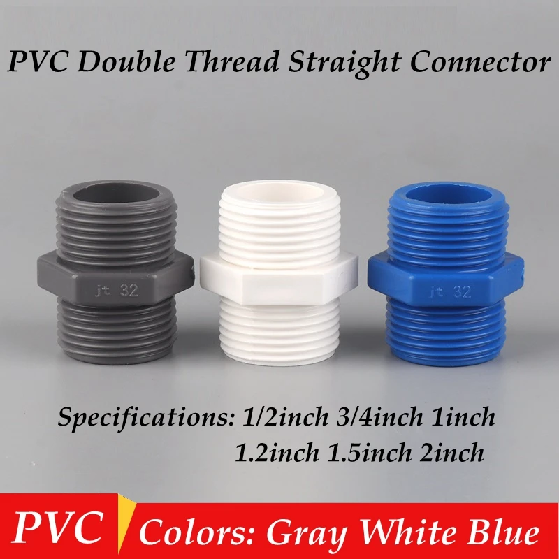 5pcs-PVC-Pipe-Connector-Double-Male-Thread-Pipe-Connector-Garden ...