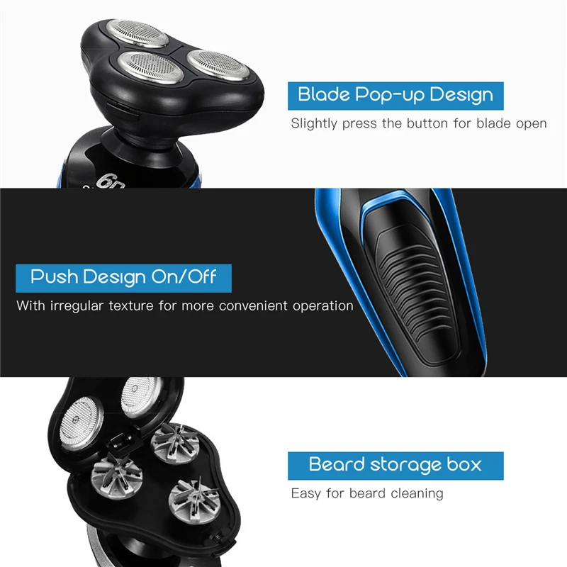 Мужская электробритва 6D, Мужская роторная машинка для стрижки бороды ...