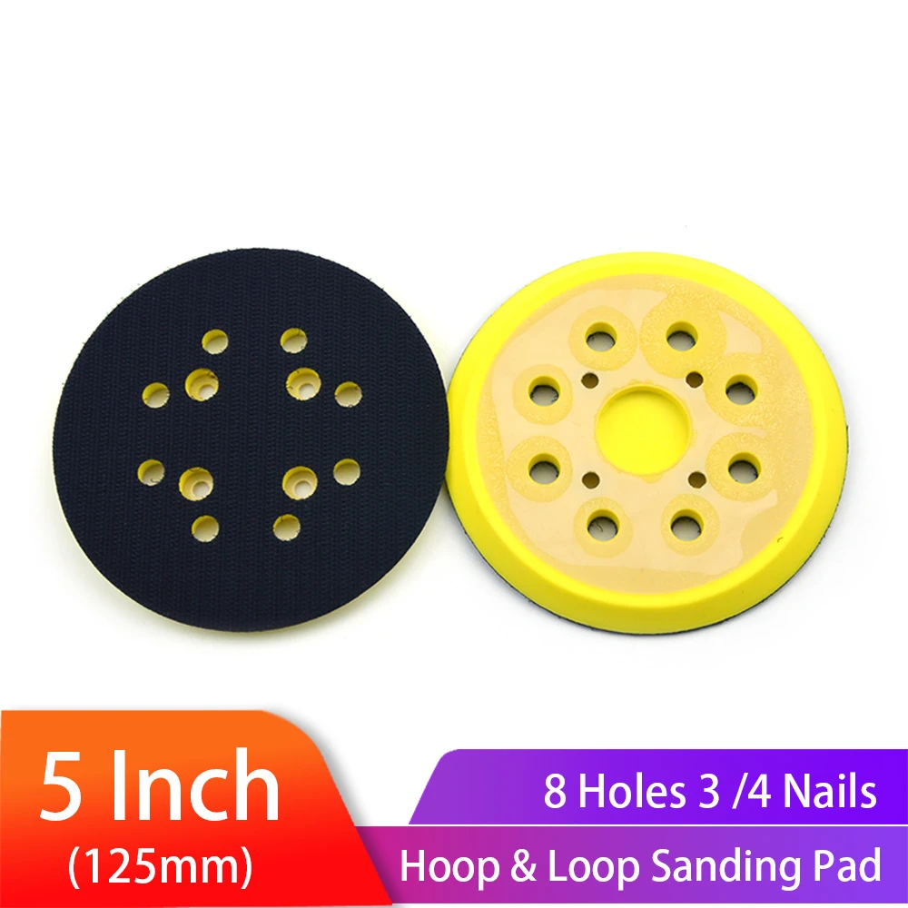 5 Inch 125mm 8 Holes 3/4 Nails Backing Pad Hook & Loop Sanding Pads For ...
