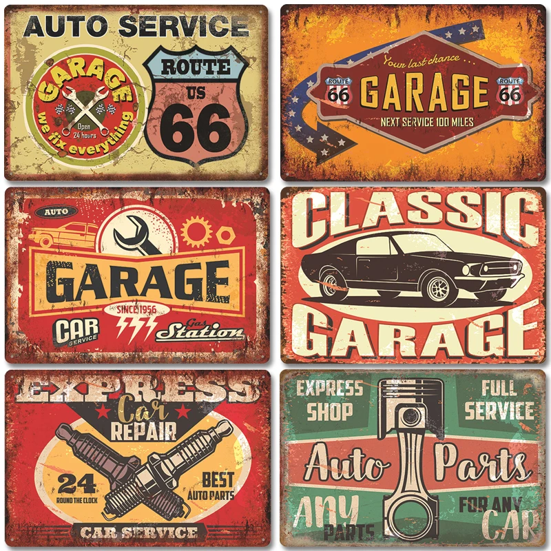Dad-S-Garage-Metal-Emaille-Borden-Poster-Vintage-Route-66-Auto-Metalen ...