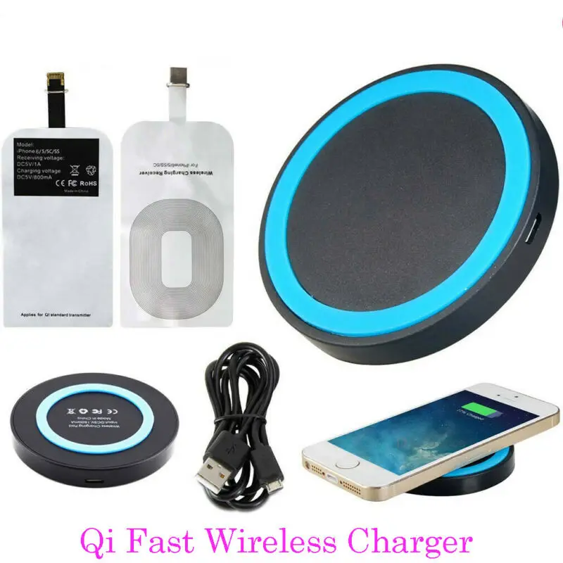 Fast Wireless Charger Qi Charging Pad With Receiver for iPhone 6 6 plus Samsung