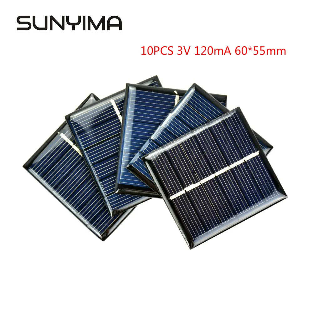 Sunyima 10pcs 3v 120ma Polycrystalline Silicon Solar Panel Module 60 ...