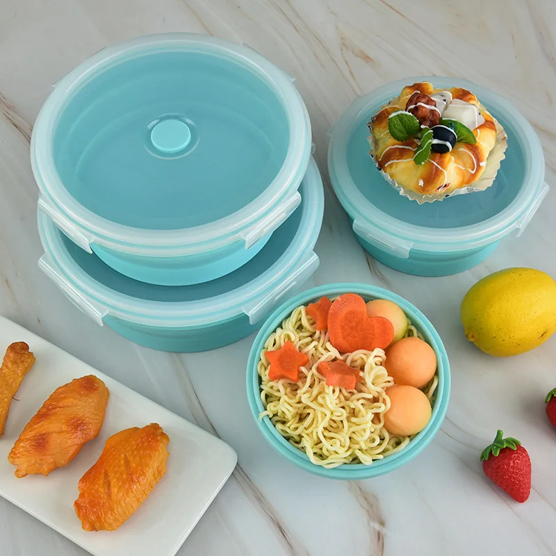 Silicone Foldable Food Container Portable Collapsible Lunch Box ...