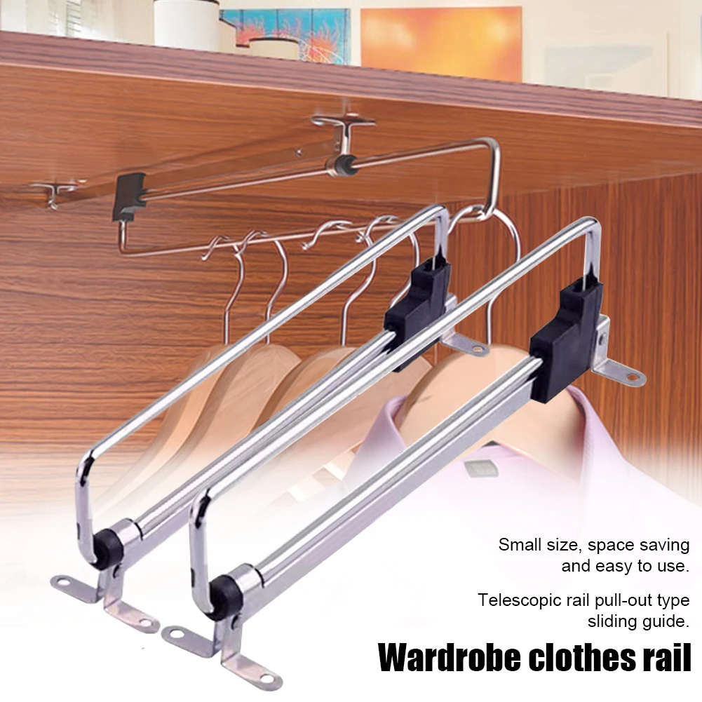 Pull Out Sliding Rail Household Closet Iron Telescopic Clothes Rod ...