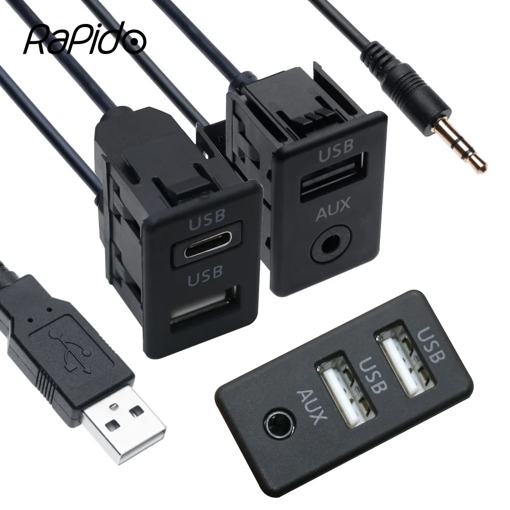 Universal-Car-Dash-Flush-Mount-USB-Type-C-Port-Panel-Auto-Boat-3-5mm ...