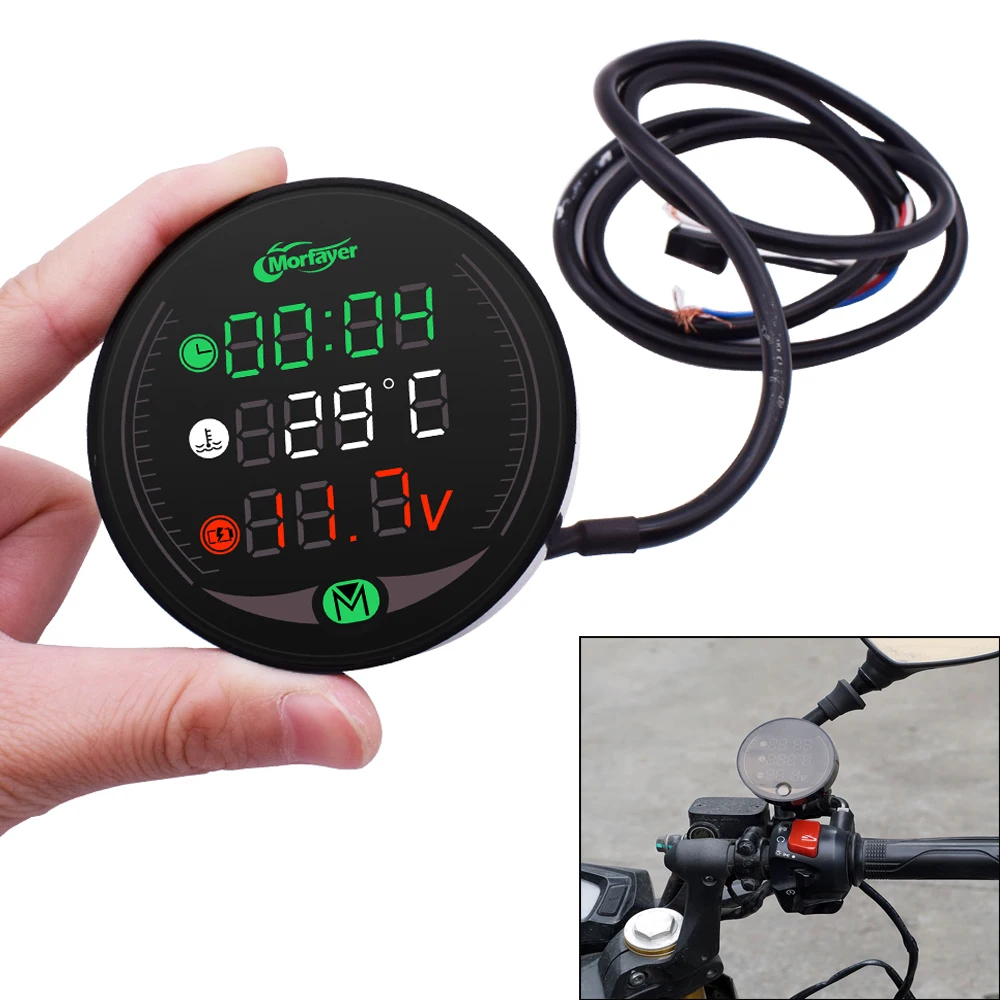 Motorcycle Meter Voltage Display Waterproof Voltage Meter Thermometer ...