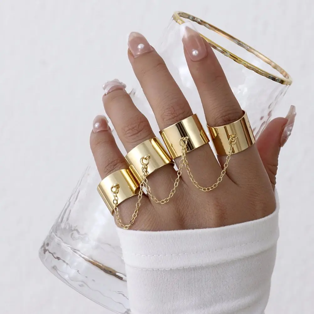Multi-layer-Punk-Chain-Rings-Adjustable-Four-Open-Finger-Rings-Alloy ...