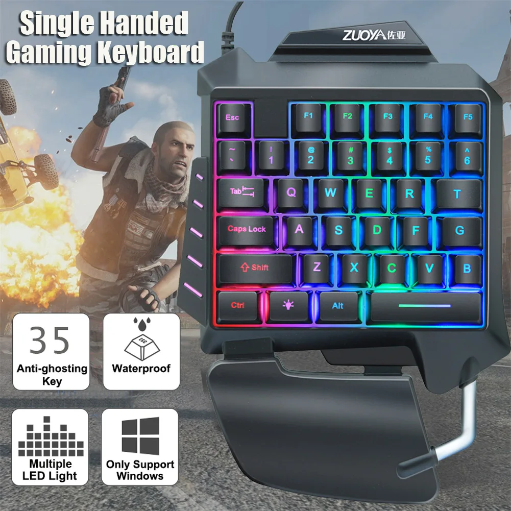 Single Handed Gaming Keyboard 35 Keys One Hand Ergonomic Game Keypad ...