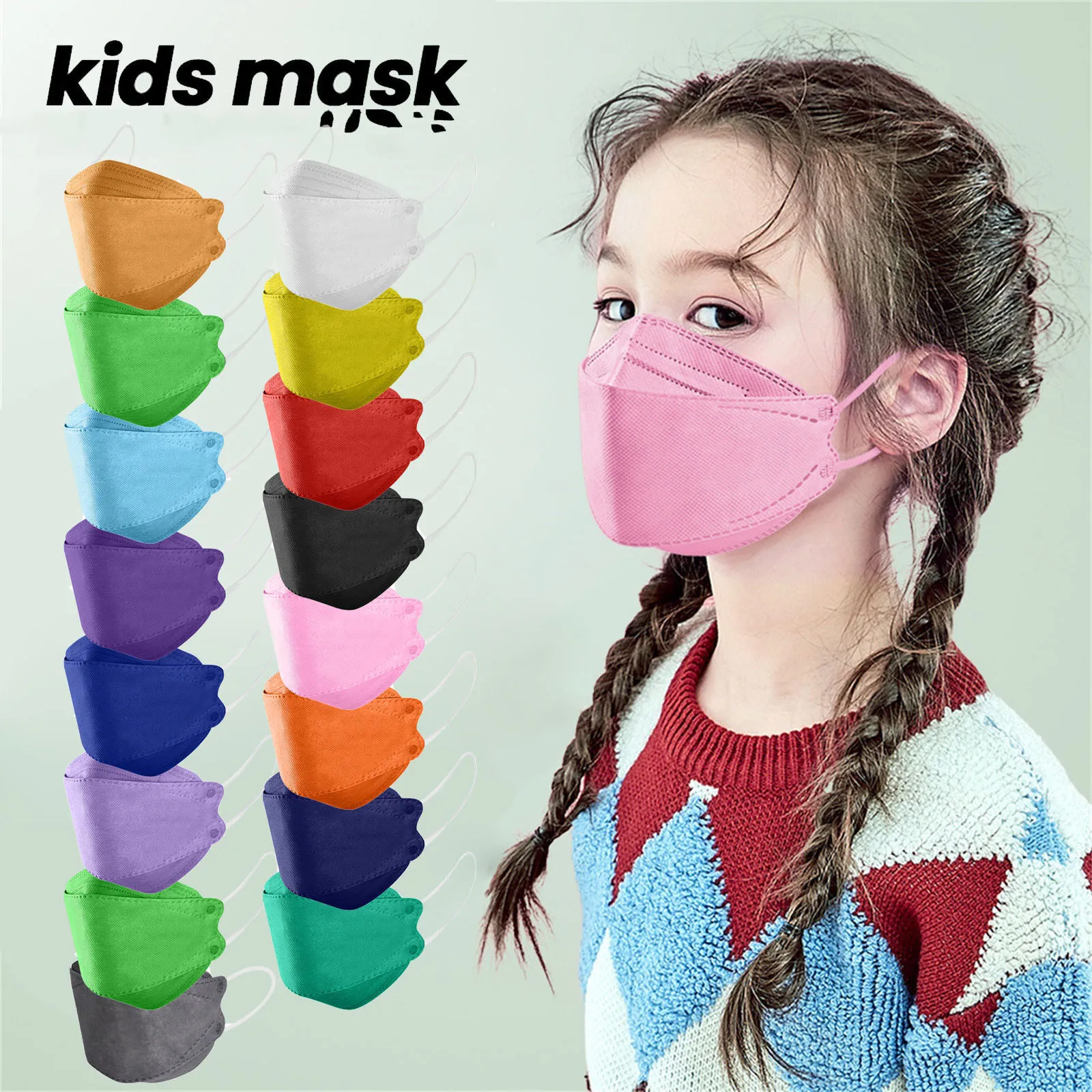 10pcs Children's Protective Mask Non Wove Solid Color Disposable Mask ...