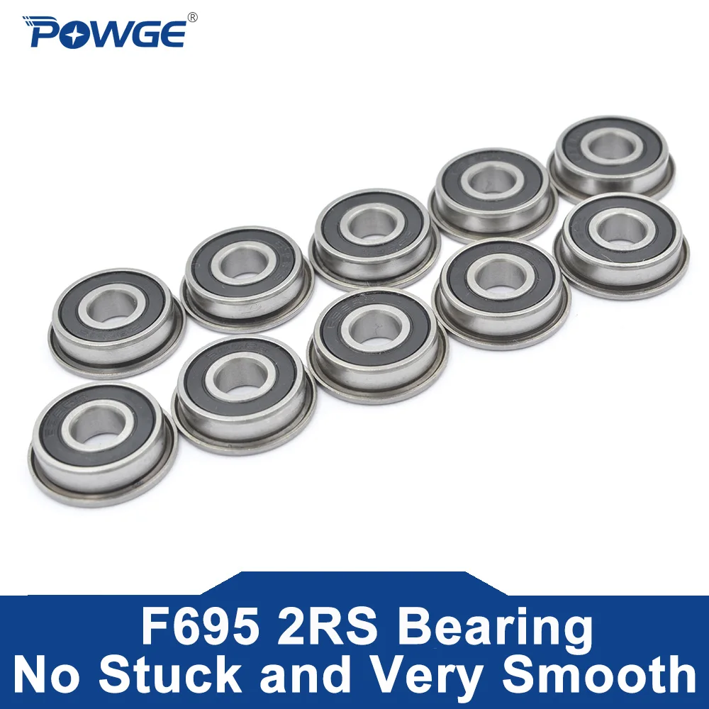 POWGE VORON F695-2RS Bearing 5*13*4 mm ABEC-7 Flanged Miniature F695 RS ...