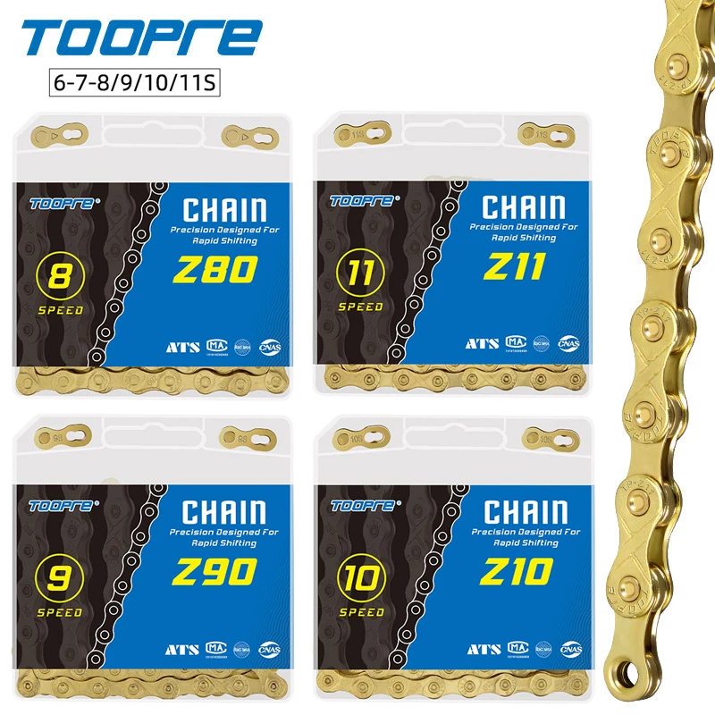 TOOPRE cadenas doradas para bicicleta de montaña, accesorio de 6, 7, 8 ...
