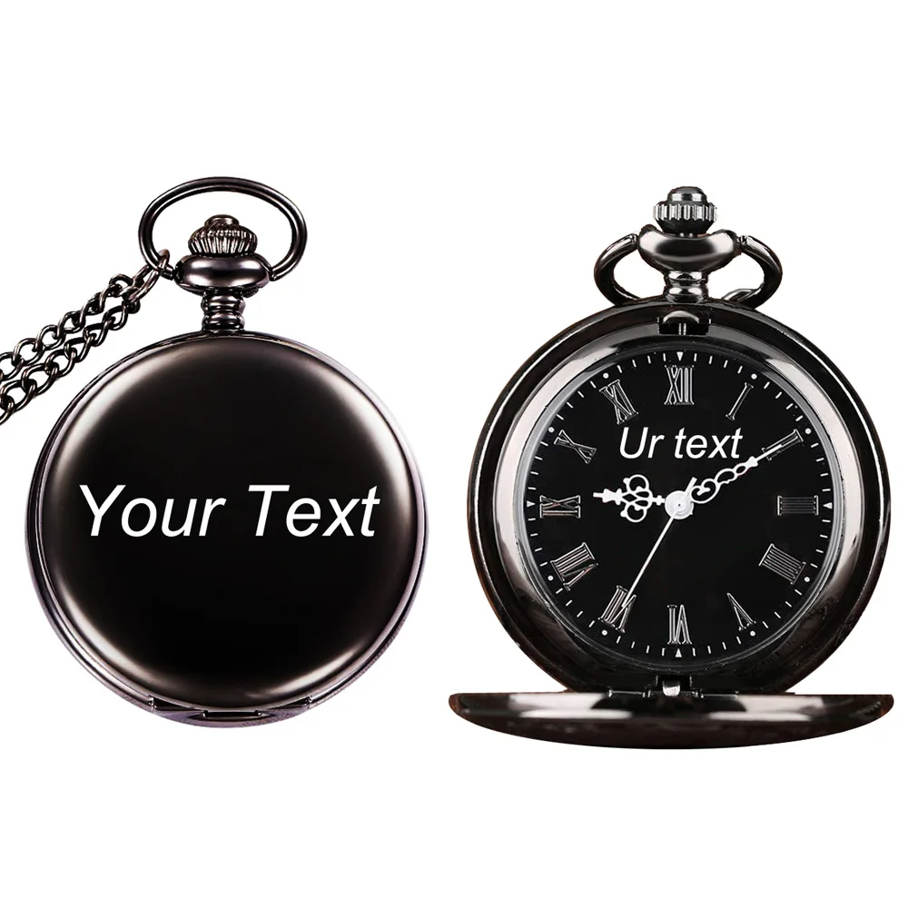 Customize Your Logo Name Text 47mm Smooth Metal Fob Pendant Quartz ...