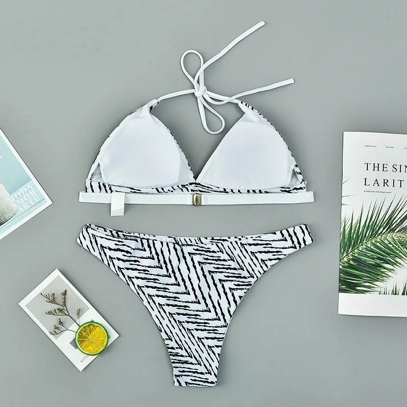 2019 striping Swimsuit thong neck string Bikini tanga set two piece ...