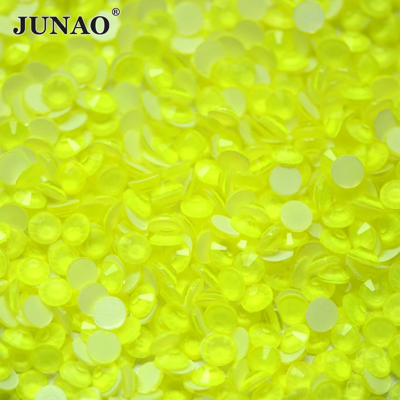 JUNAO-SS16-SS20-Neon-Yellow-Glass-Crystal-Rhinestone-Flat-Back-Round ...