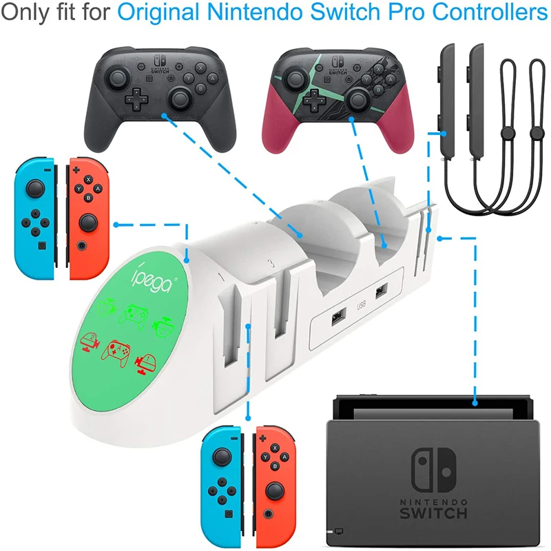 4-Joy-Cons-and-2-pro-Controllers-USB-Charger-Charging-dock-for-Nintendo ...