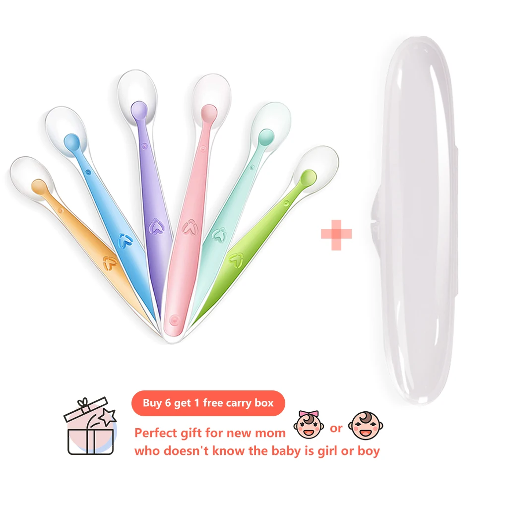 1-set-Baby-Silicone-Soft-Spoon-Training-Feeding-Spoons-with-box ...
