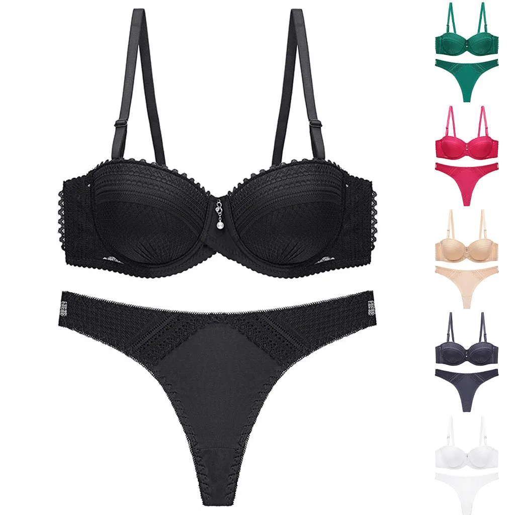 Women's Sexy Lace Bra Female Underwire Lingerie Pure Color Bras ...