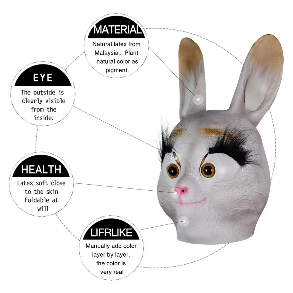 Halloween Rabbit Judy Head Cosplay Mask - AllCosplay.com
