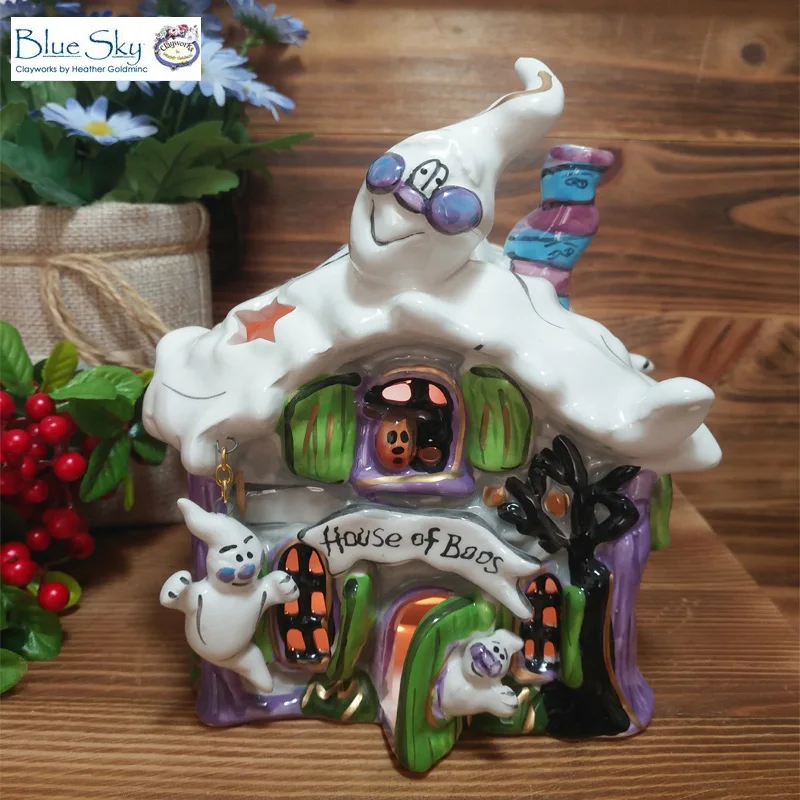 Blue Sky Ceramic Candlestick Halloween Elf House Hamster Escape House ...