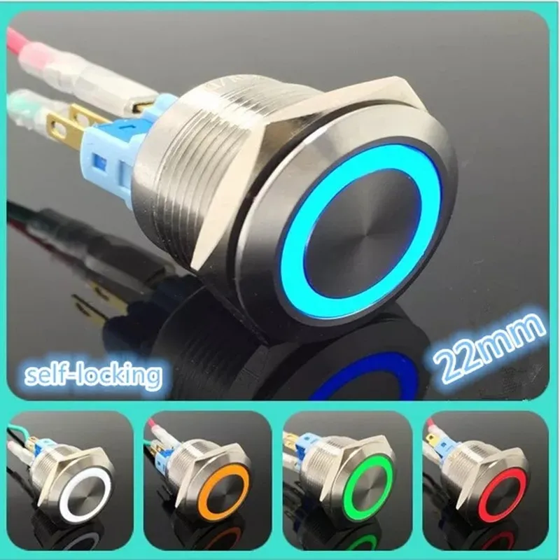 1-Set-Stainless-Steel-Metal-LED-22mm-Push-Button-Switch-3v-5v-6v-12v ...