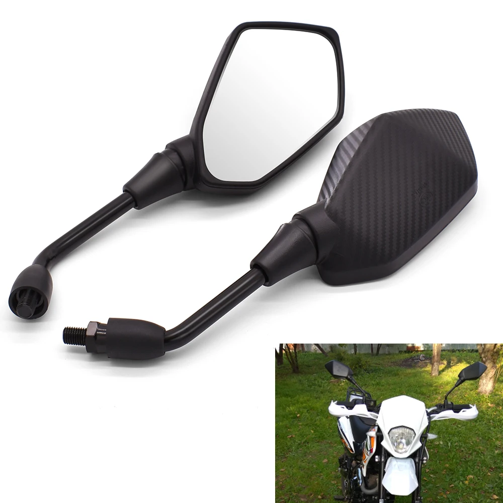 2Pcs-Pair-Motorcycle-Mirror-Carbon-Fiber-White-Glass-Rearview-Mirrors ...