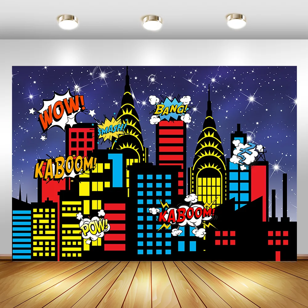 Mocsicka Photography Backdrops Superhero Super City Skyline Buildings ...