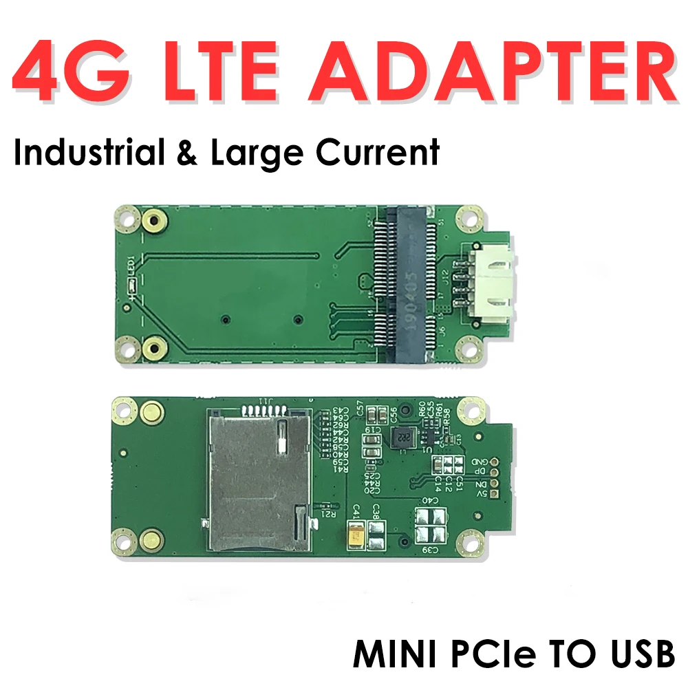 4G LTE Industrial Mini PCIe to USB Adapter W/SIM Card Slot USB 2.0 4PIN ...