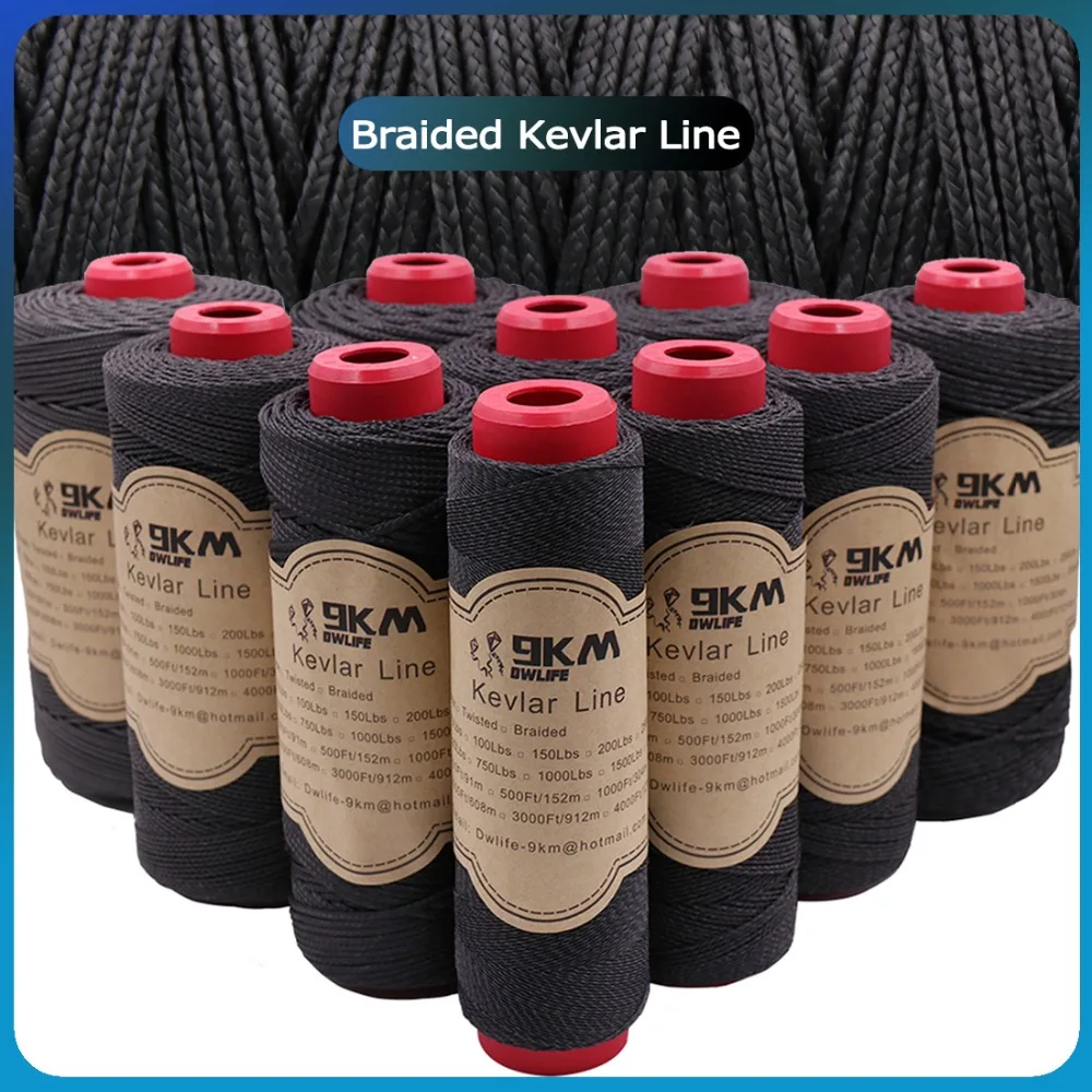 Braided Kevlar Line Black 50-1500 Lbs Fishing Assist Rope High Strength ...