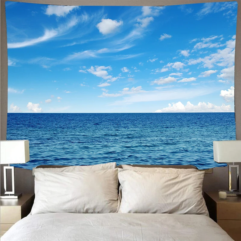 Wall Tapestry Blue Home Decor | Blue White Wall Tapestry | Cloud Wall ...