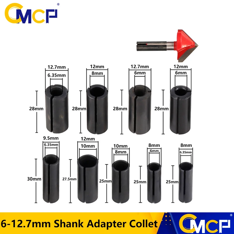 1pc 6mm 6.35mm 8mm 9.5mm 10mm 12mm 12.7mm Shank Adapter Collet Cnc ...