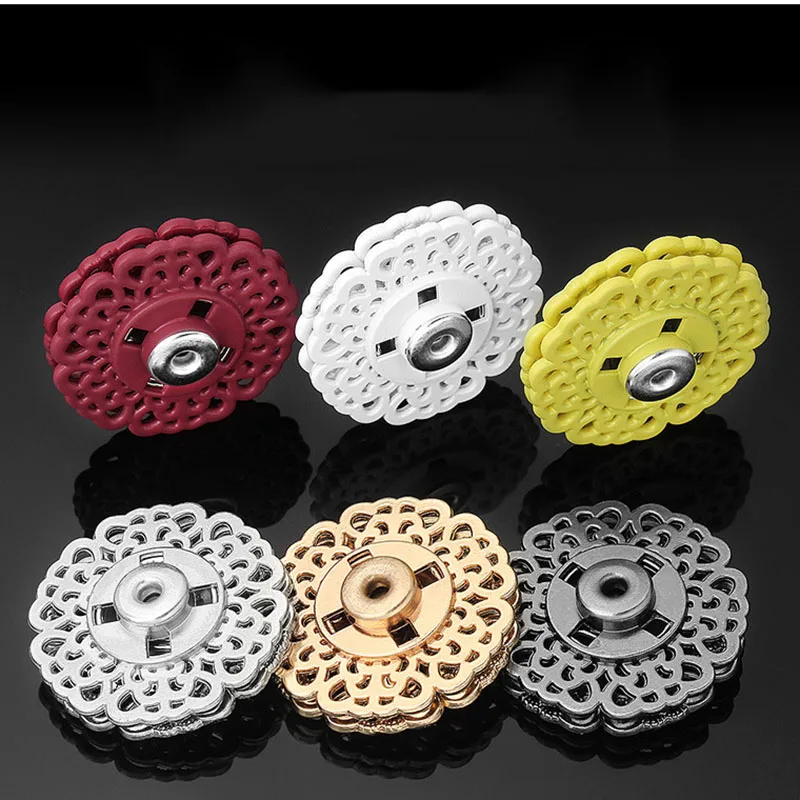 10PCS Metal Cross Concealed Buttons Creative Snowflake Shape Invisible ...