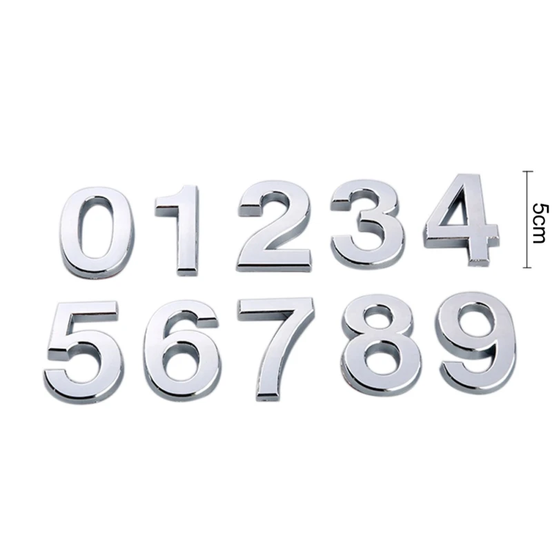 Самоклеящийся номер знак Серебряная цифровая дверная головка трехмерный ...