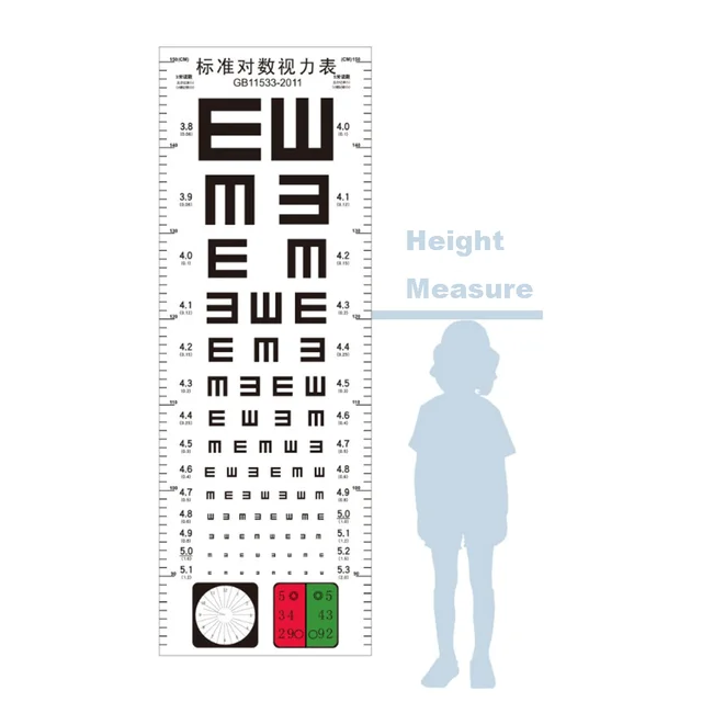Waterproof Snellen Eye Chart Standard Visual Acuity Chart with Height ...
