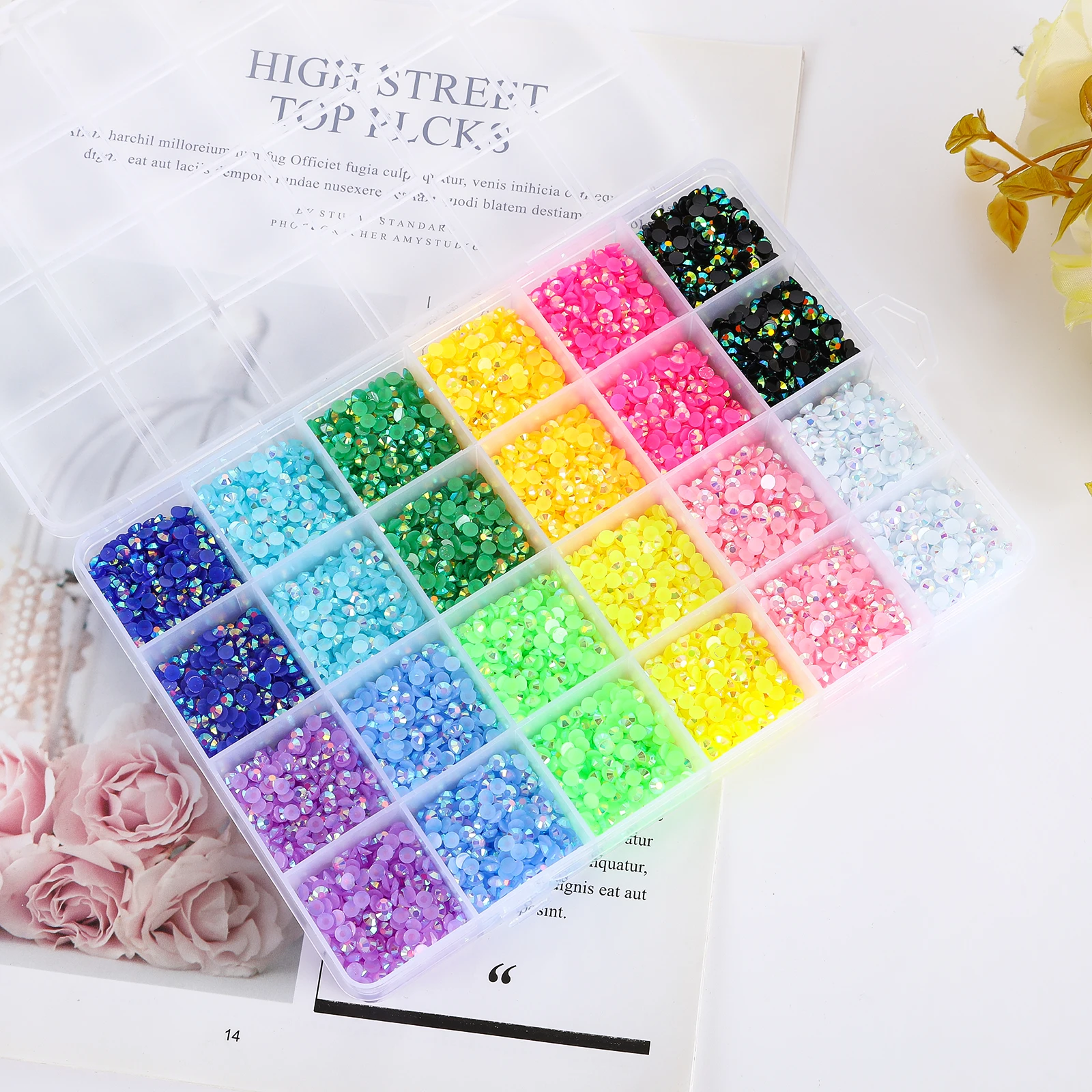 30000 개/상자 3mm AB 젤리 수지 라인석 세트 라운드 Flatback 클리어 크리스탈 반짝이 보석 돌 DIY 3D 네일 아트 장식|라인석 & 데코레이션 ...