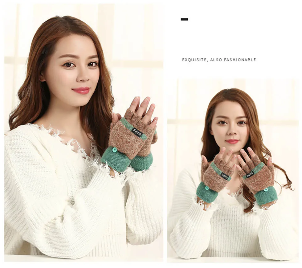 Calymel перчатки с открытыми пальцами зимние теплые вязаные теплые ...