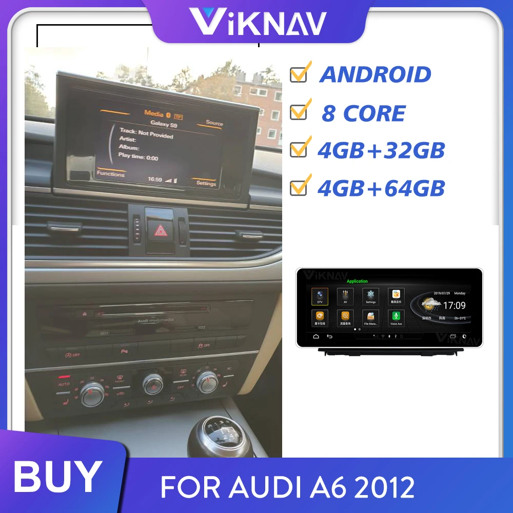 2 Din Car Multimedia Player For Audi A6 2012 Android Auto Radio Gps ...