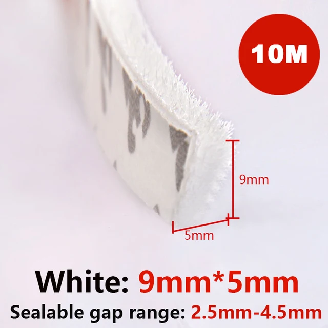10M Window Brush Seal Strip Self Adhesive Weather Stripping Door Sweep ...