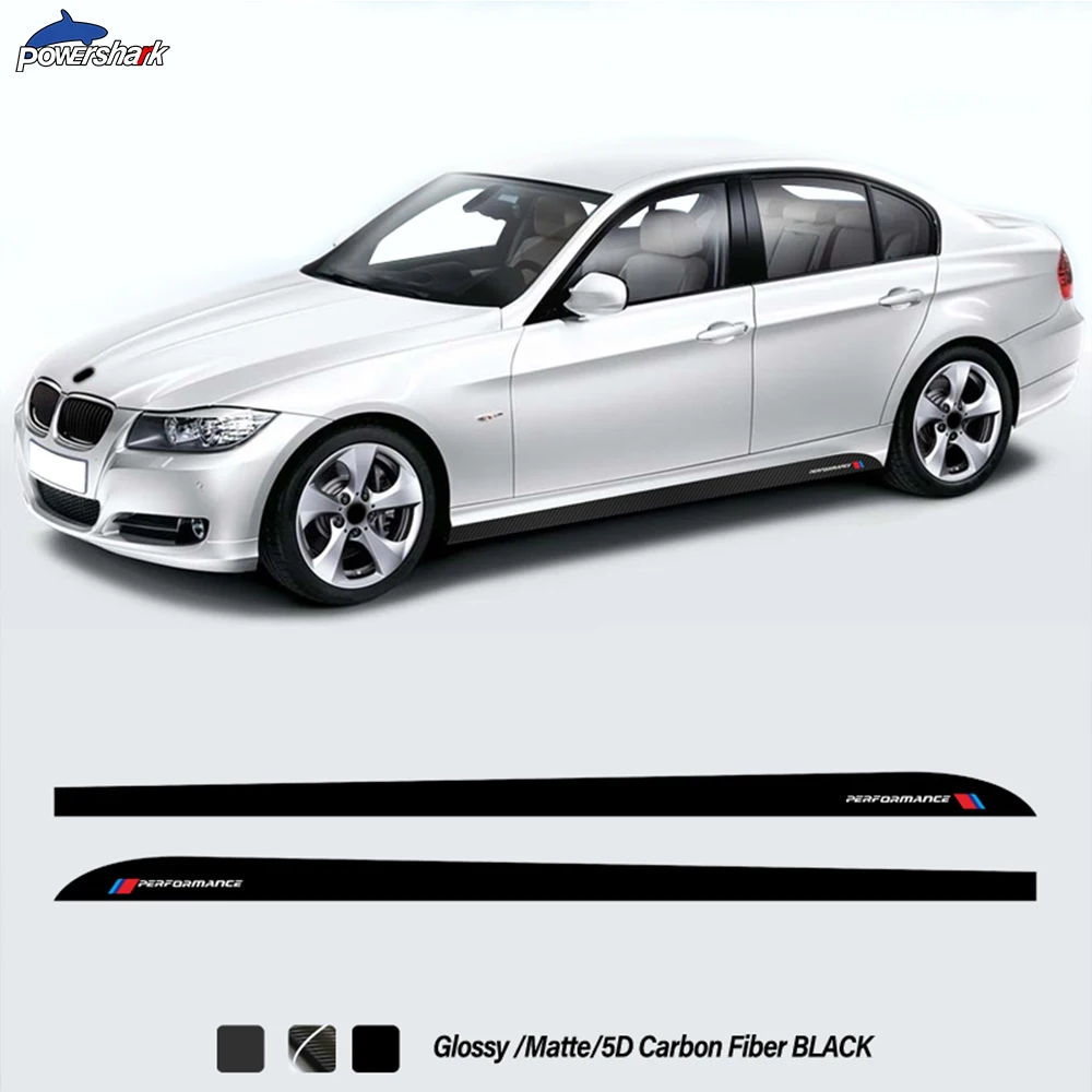 2 Pcs Side Stripes Skirt Sticker M Performance Decal For Bmw E90 E91 ...