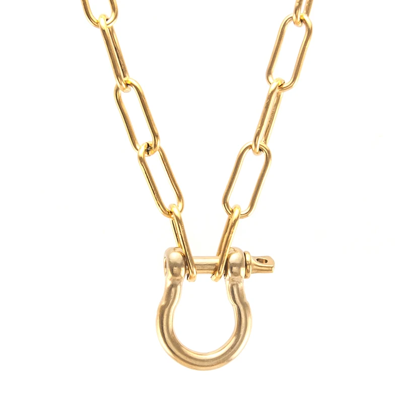 Stainless-steel-Handmade-U-shaped-lock-hook-heavy-chain-Necklace-For ...