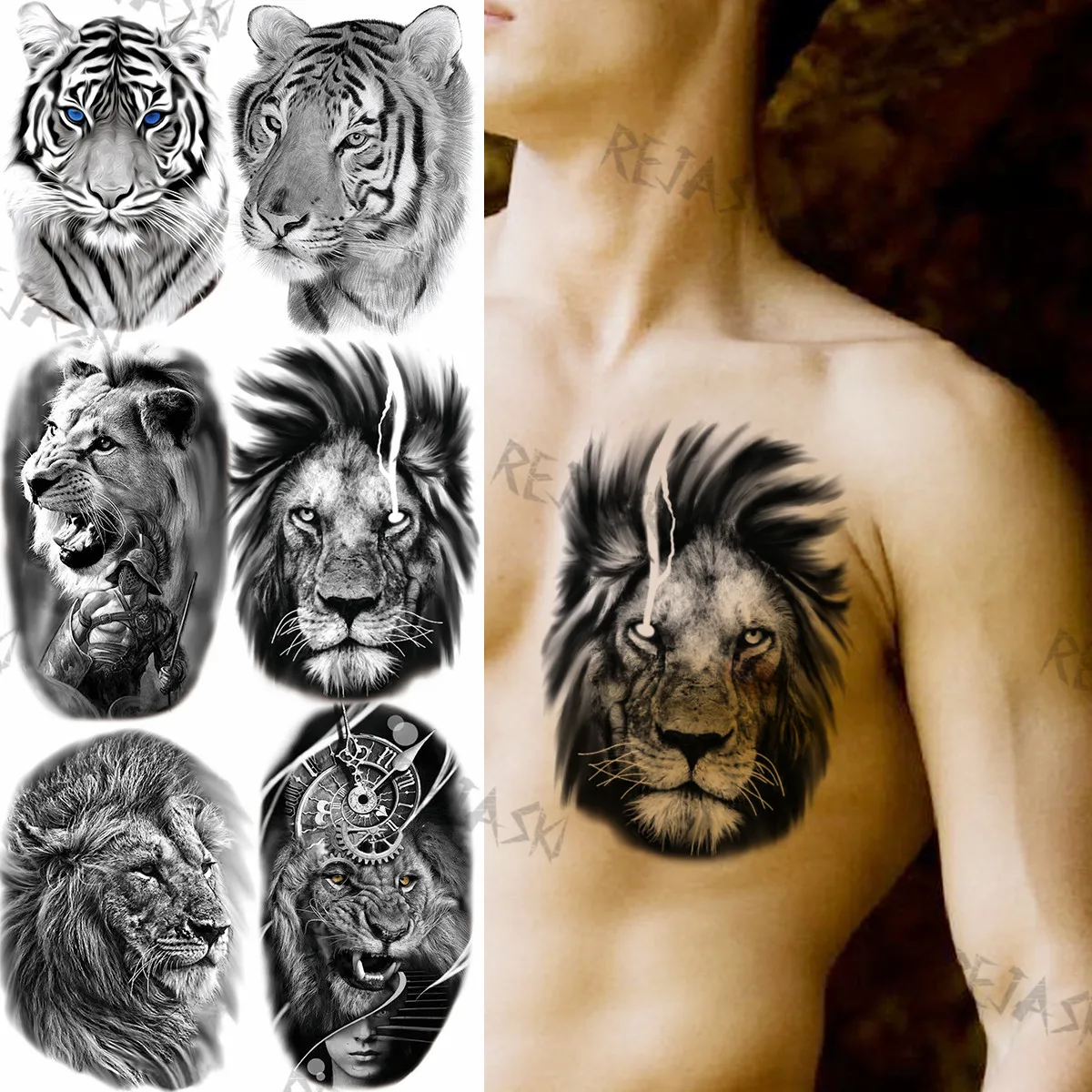 Lion Tattoo Chest Tribal