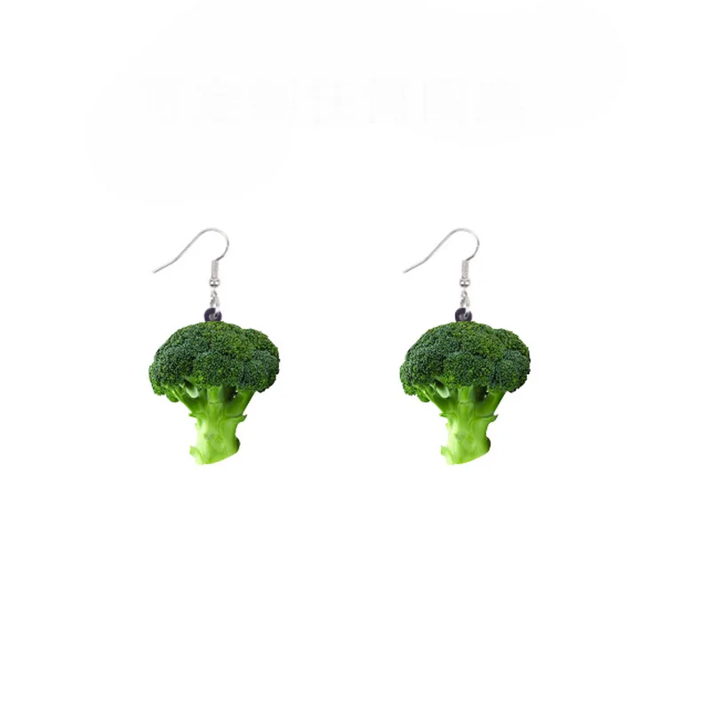 Acrylic Novelty Broccoli Earrings Big Long Dangle Drop Cute Vegetable ...