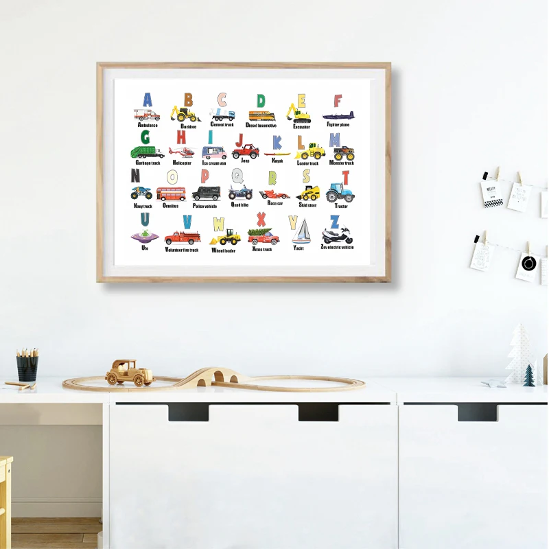 Home & Living Home Décor Letters Wall Art Vehicle Boy Car Alphabet ...