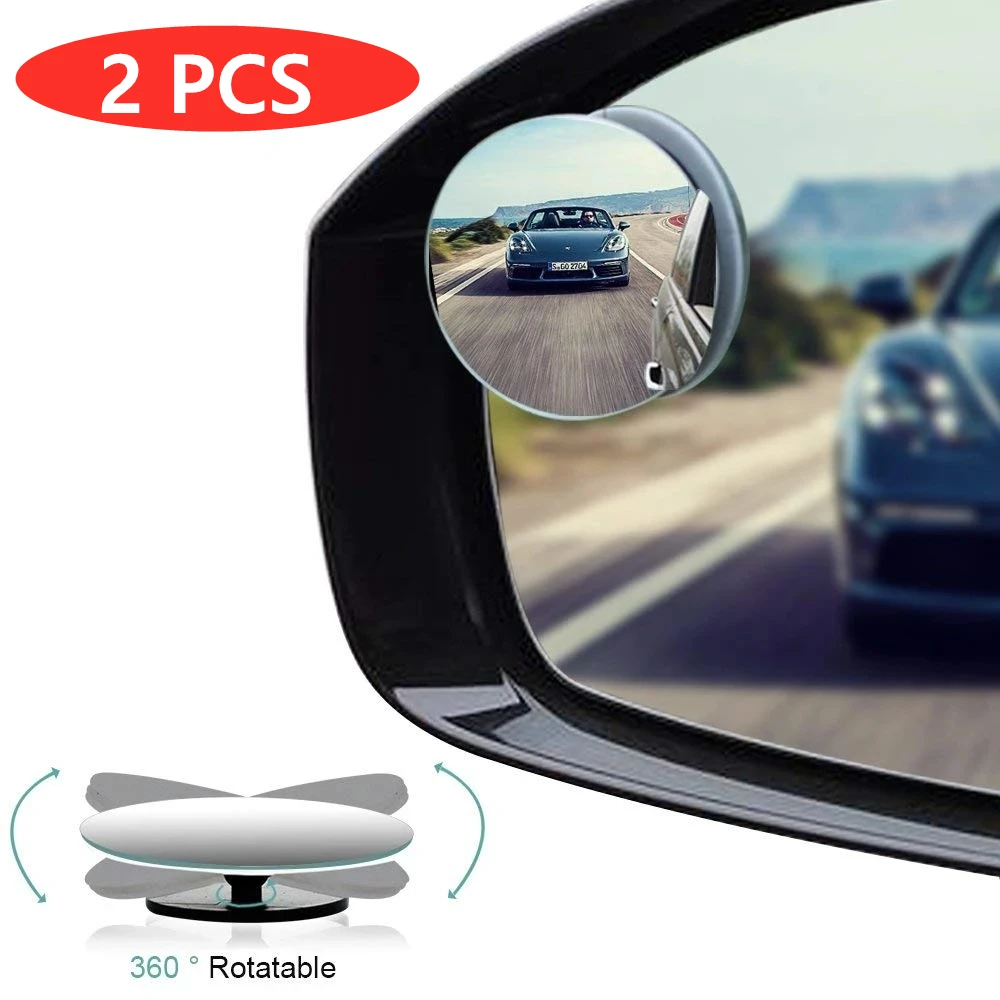 2 Pcs Hd Glass Round Blind Spot Mirror 360 Adjustable Frameless Convex ...