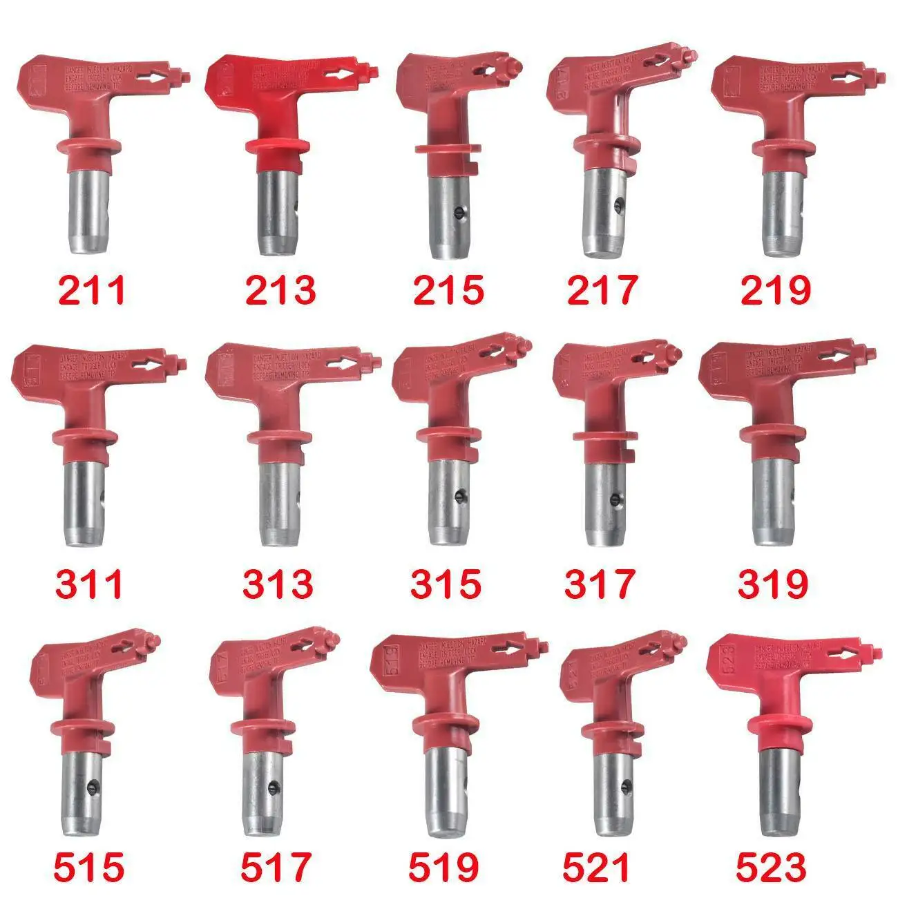 Red 211/311/313/315/515/517 Airless Spray Gun Tips For Titan/Wagner ...
