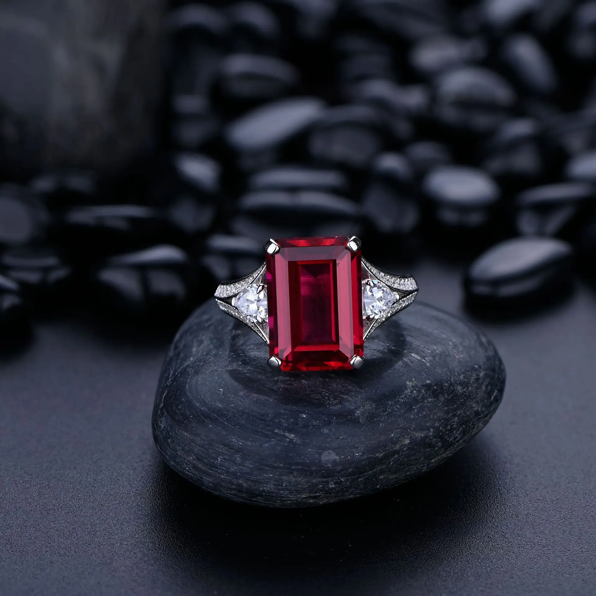 Emerald Cut Ruby Engagement Rings