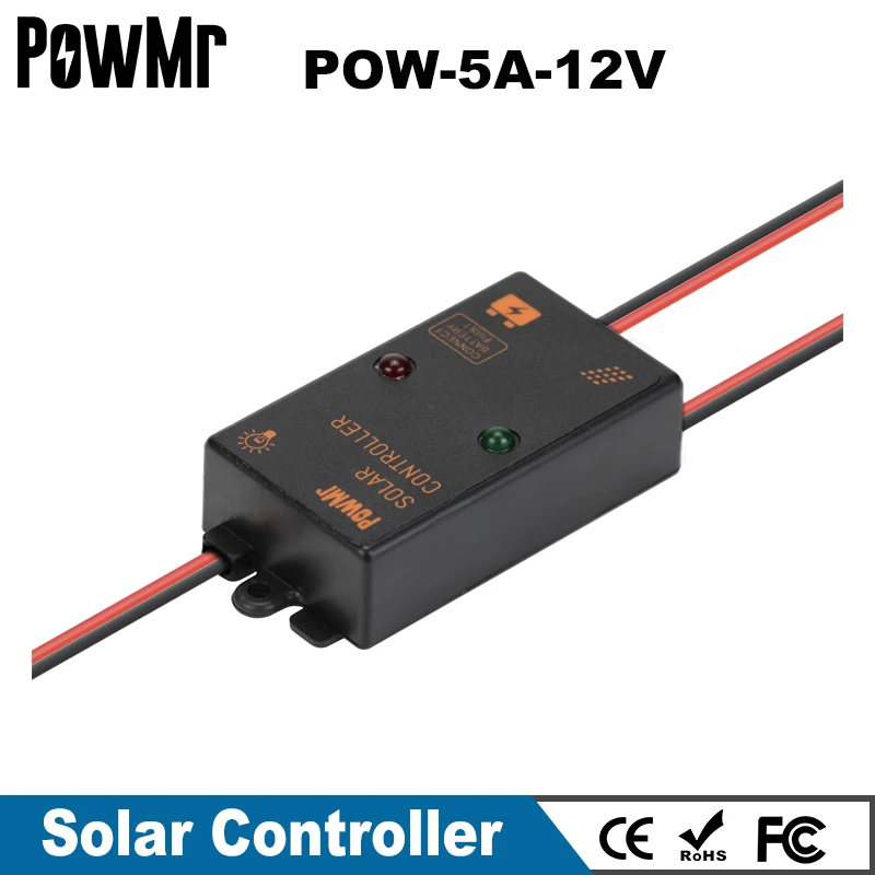 Powmr 5a 12v Solar Panel Charger Controller Ip67 For Small Solar Home ...