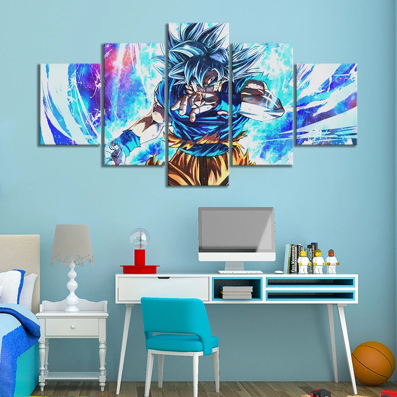 5 Pieces Japanese Dragon Ball Goku Anime Poster Canvas Painting Art HD ...