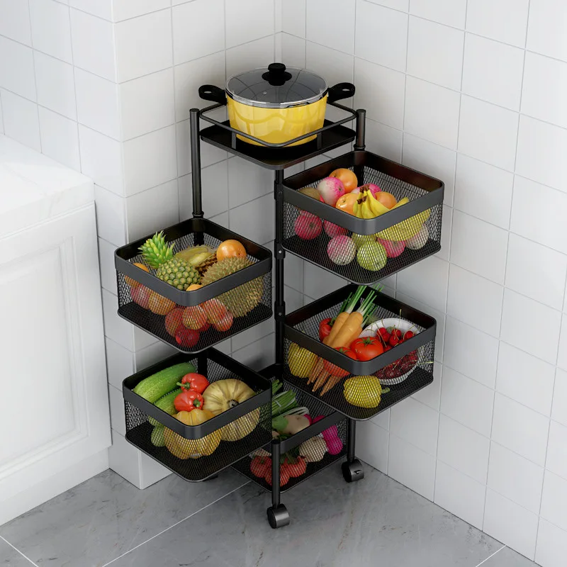 kitchen organizer rotating vegetable shelving ground multilayer corner ...
